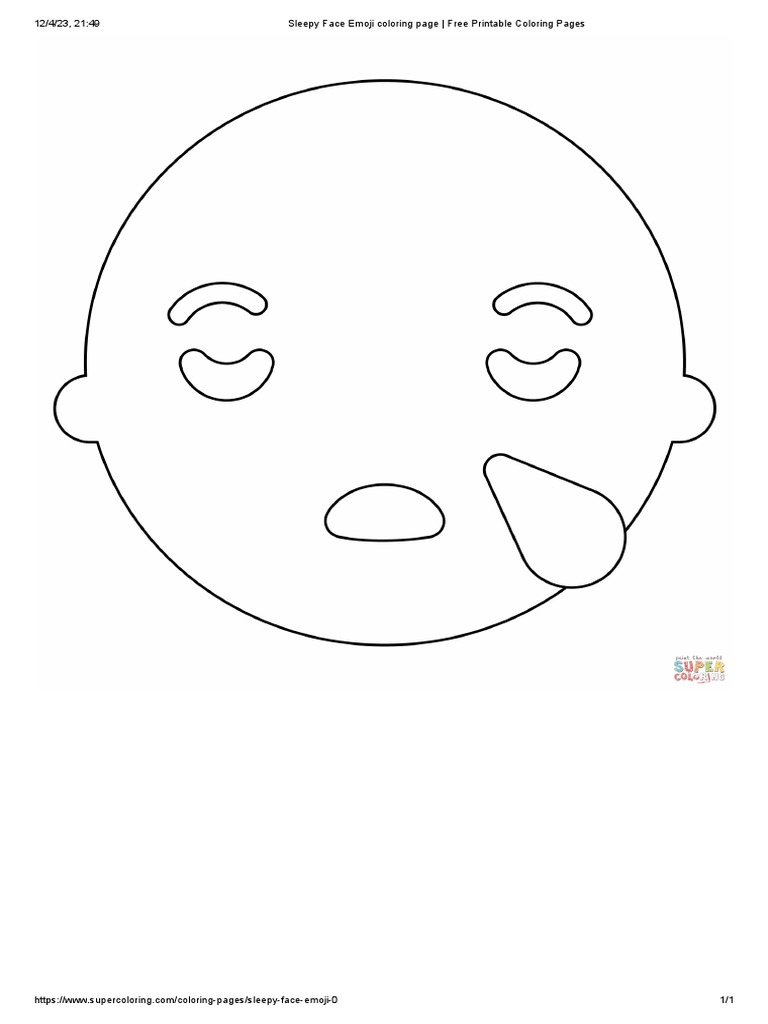 Sleepy Face Emoji Coloring Page - Free Printable Coloring Pages | PDF