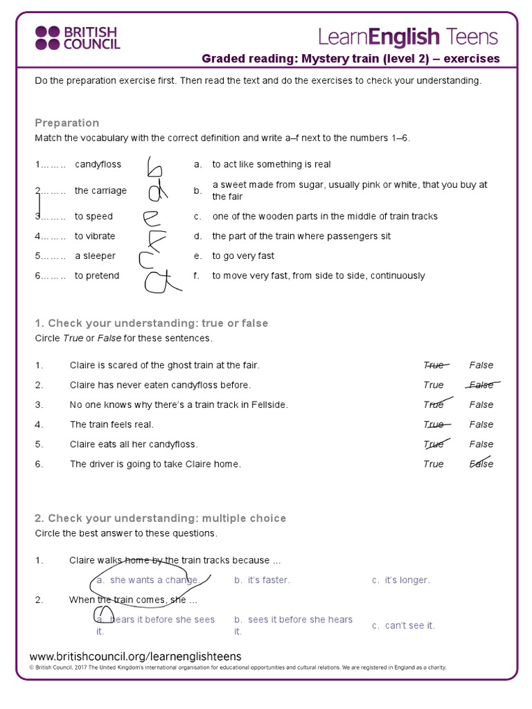 Mystery Train Level 2 - Exercises | PDF