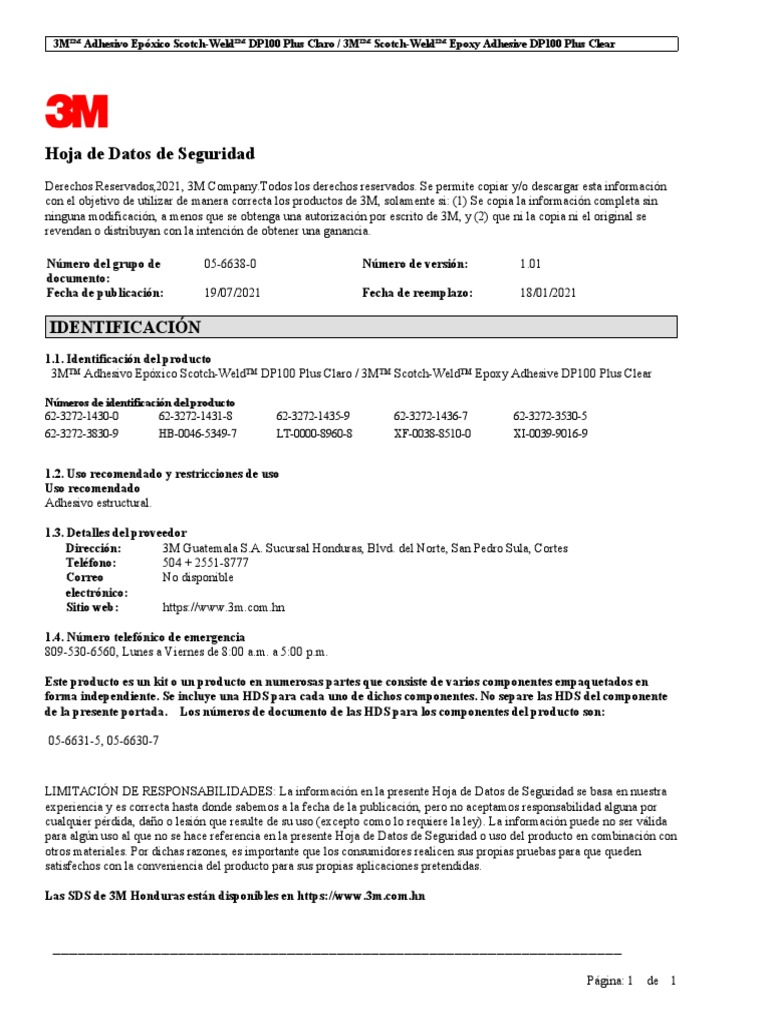 3M™ Adhesivo Epóxico Scotch-Weld™ DP100 Plus Claro 3M™ Scotch-Weld ...