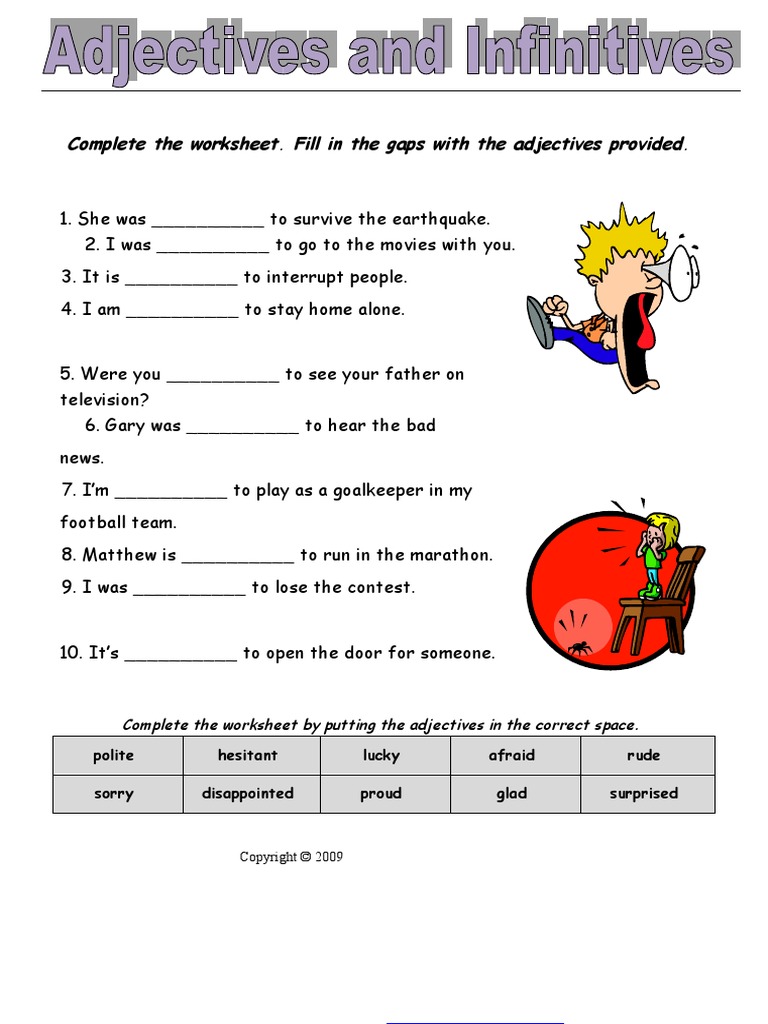 Complete The Worksheet. Fill in The Gaps With The Adjectives Provided | PDF