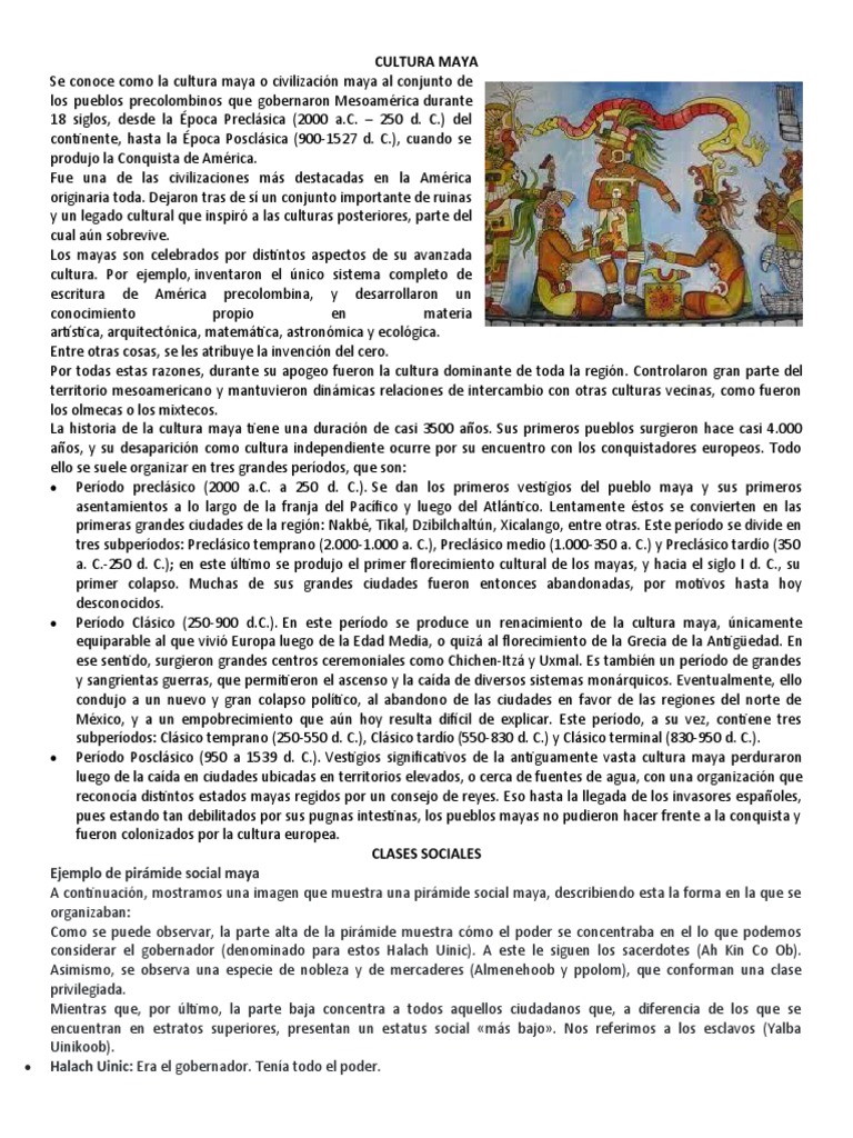 CULTURA MAYA Informacion | PDF | Civilización maya | Mesoamérica
