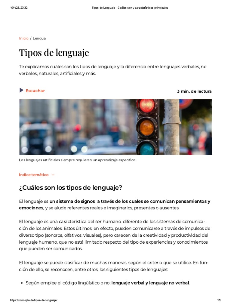 Tipos de Lenguaje - Cuáles Son y Características Principales | PDF ...