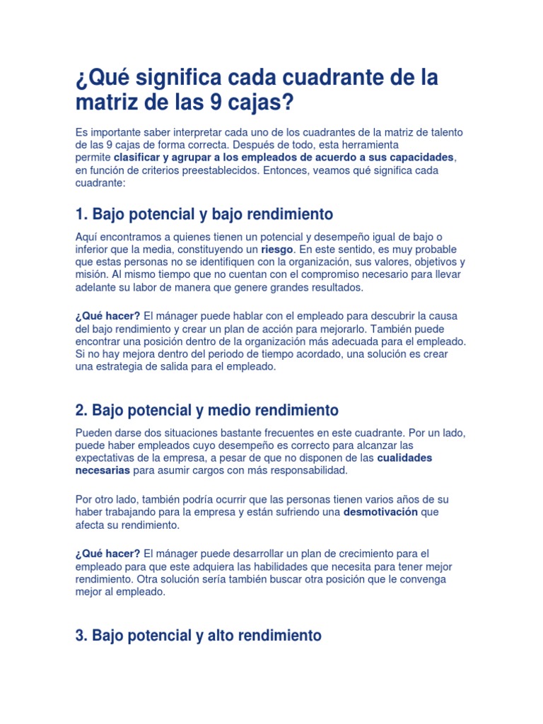 Matriz 9 Cajas | PDF | Liderazgo