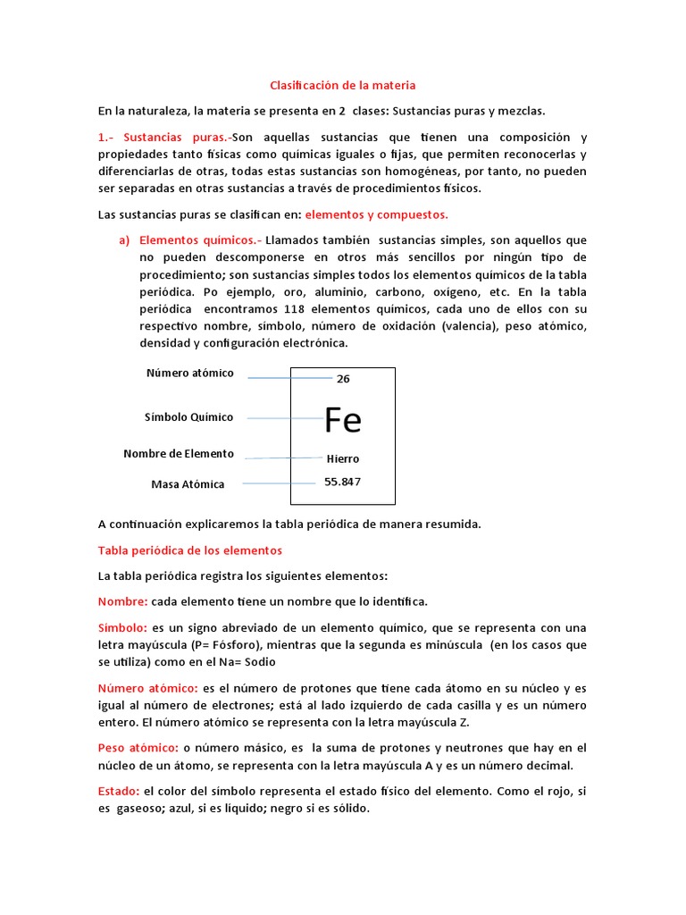 Clasificación de La Materia | PDF | Elementos químicos | Química