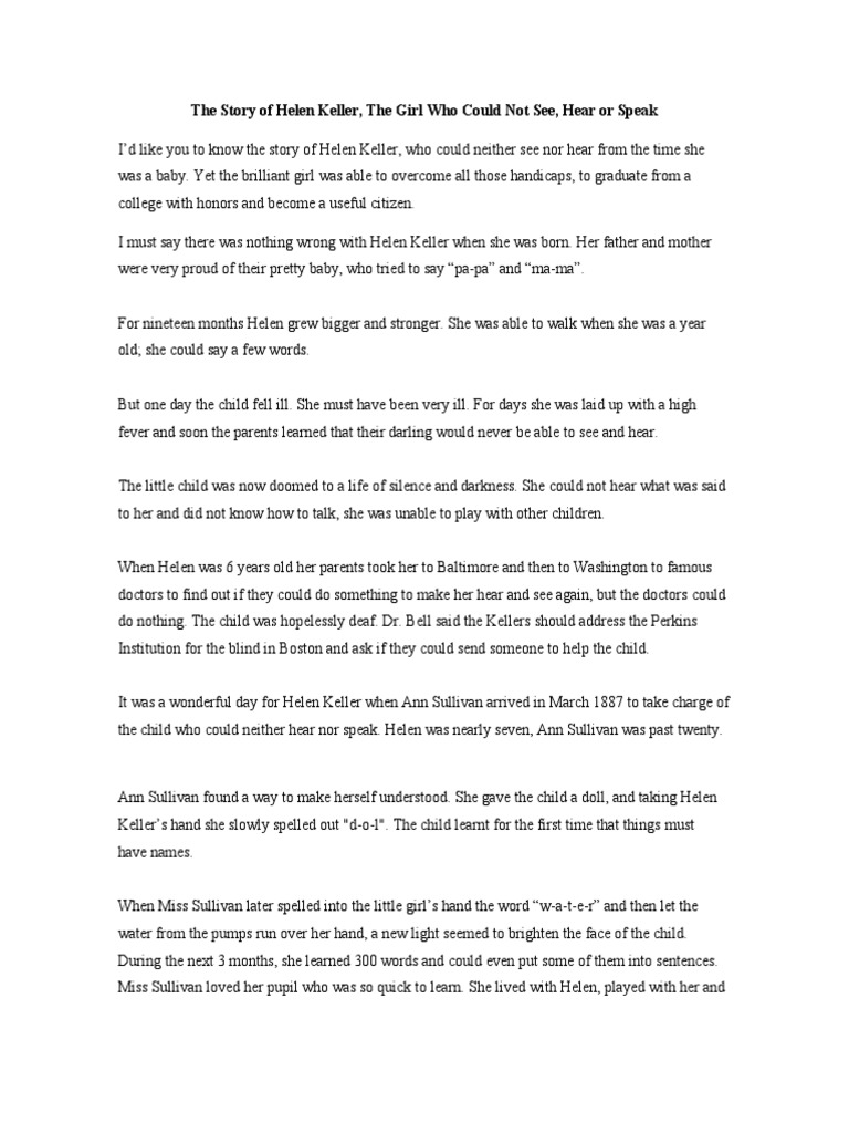 The Story of Helen Keller Modal Verbs | PDF | Helen Keller | Human ...