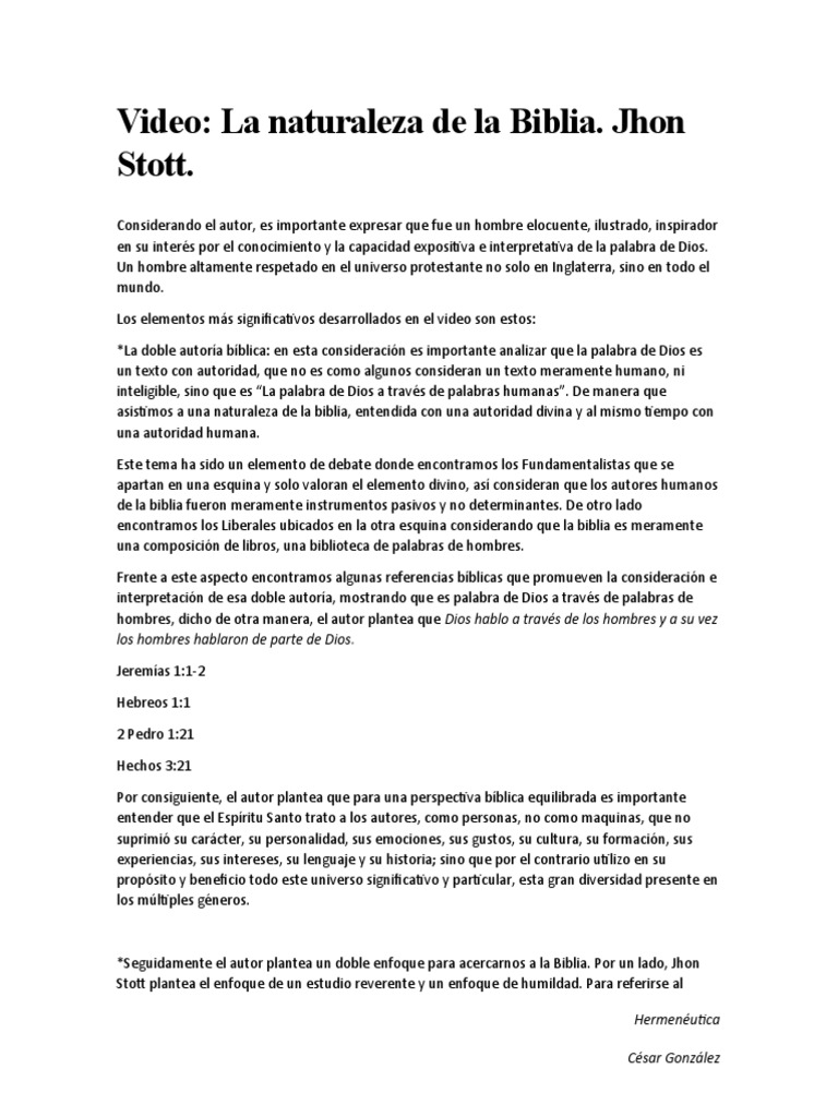 Informe 1. Hermeneutica | PDF | Biblia | Dios