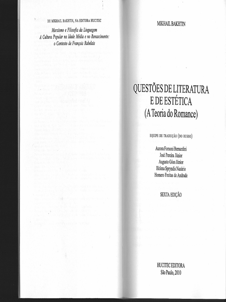 BAKHTIN Mikhail Epos e Romance | PDF