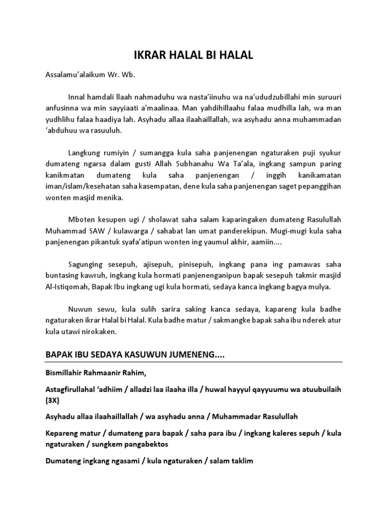 Ikrar Halal Bi Halal | PDF