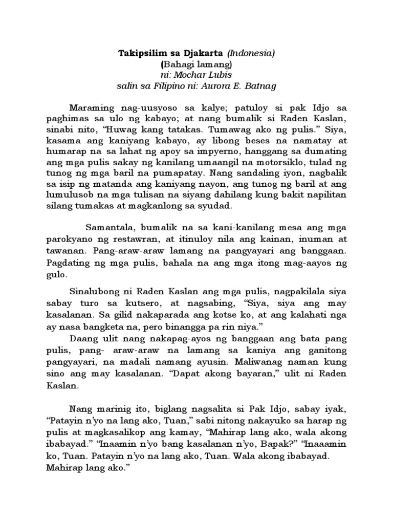 Takipsilim Sa Djakarta | PDF