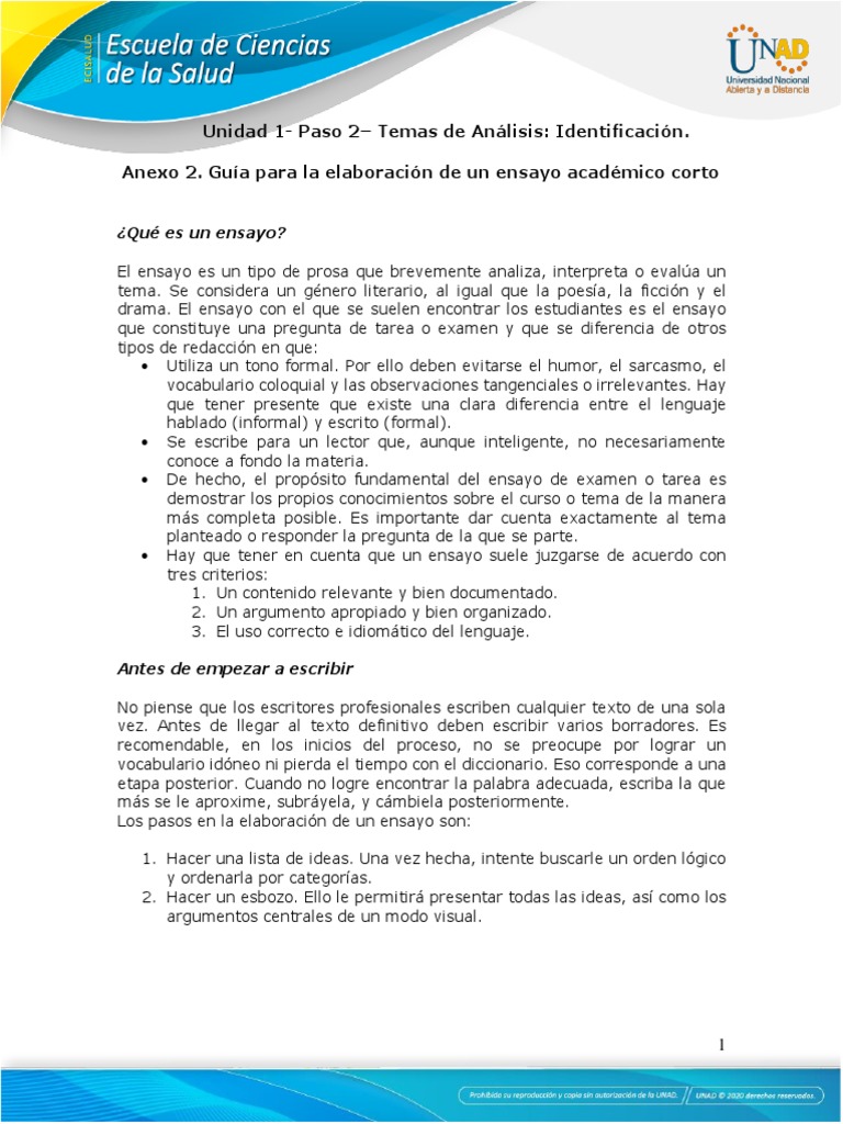 Unidad 1-Paso 2 - Temas de Análisis: Identificación. Anexo 2. Guía para ...