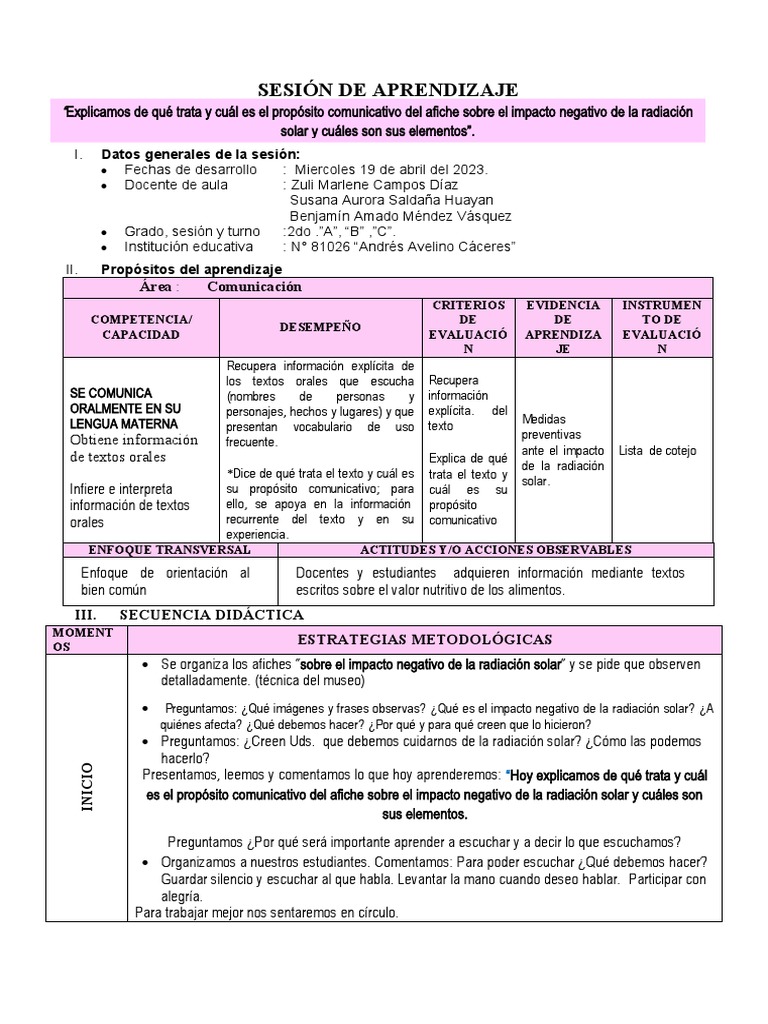 Sesión Ap 6 Comunicacion Abril) | PDF | Aprendizaje | Modificación de comportamiento