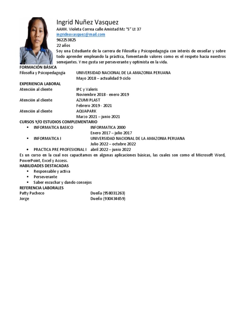 CV Ingrid Nuñez Vasquez | PDF