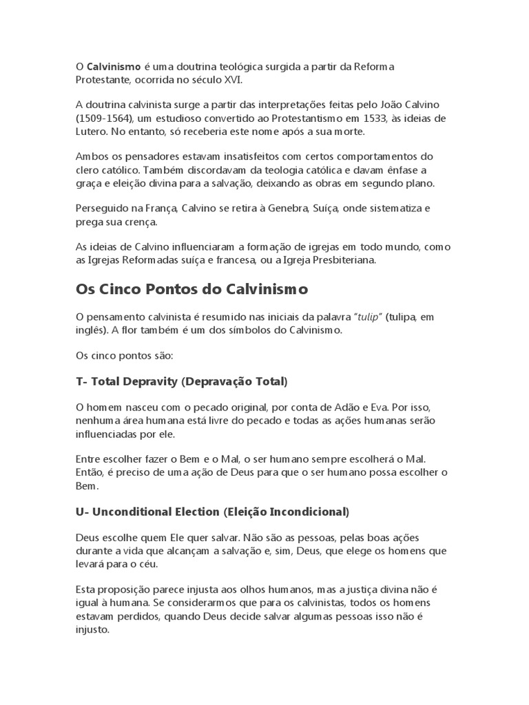 Calvinismo | PDF | Calvinismo | Protestantismo