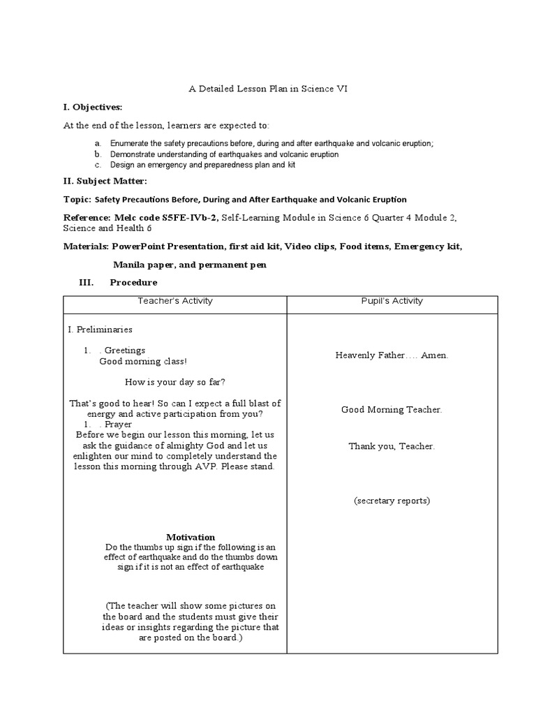 Earthquake Safety Lesson Plan | PDF | Earthquakes | Natural Disasters