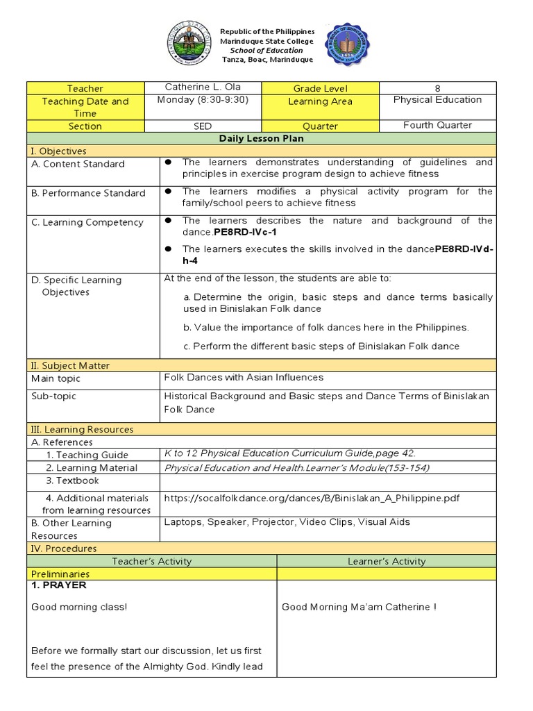 FINAL-SPED-LESSON-PLAN-REVISED | PDF | Dances | Physical Education