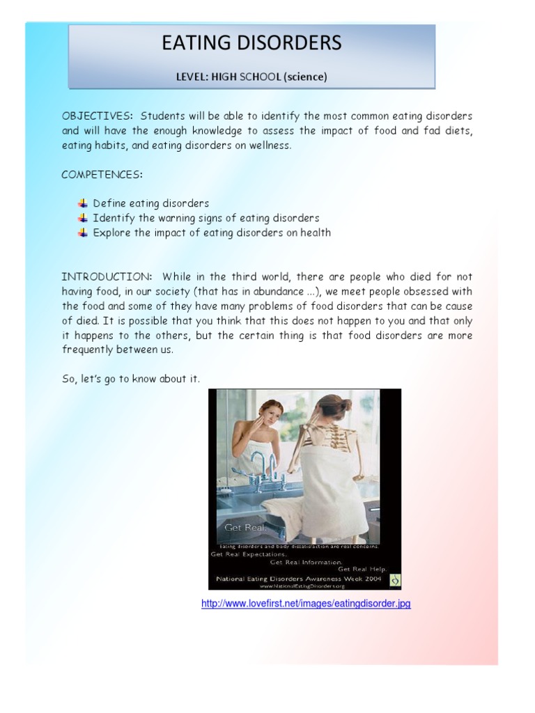 Lesson Plan Eating Disorders | PDF | Eating Disorder | Bulimia Nervosa