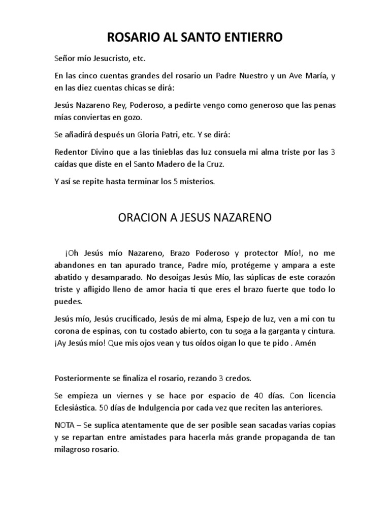 Rosario Al Santo Entierro | PDF