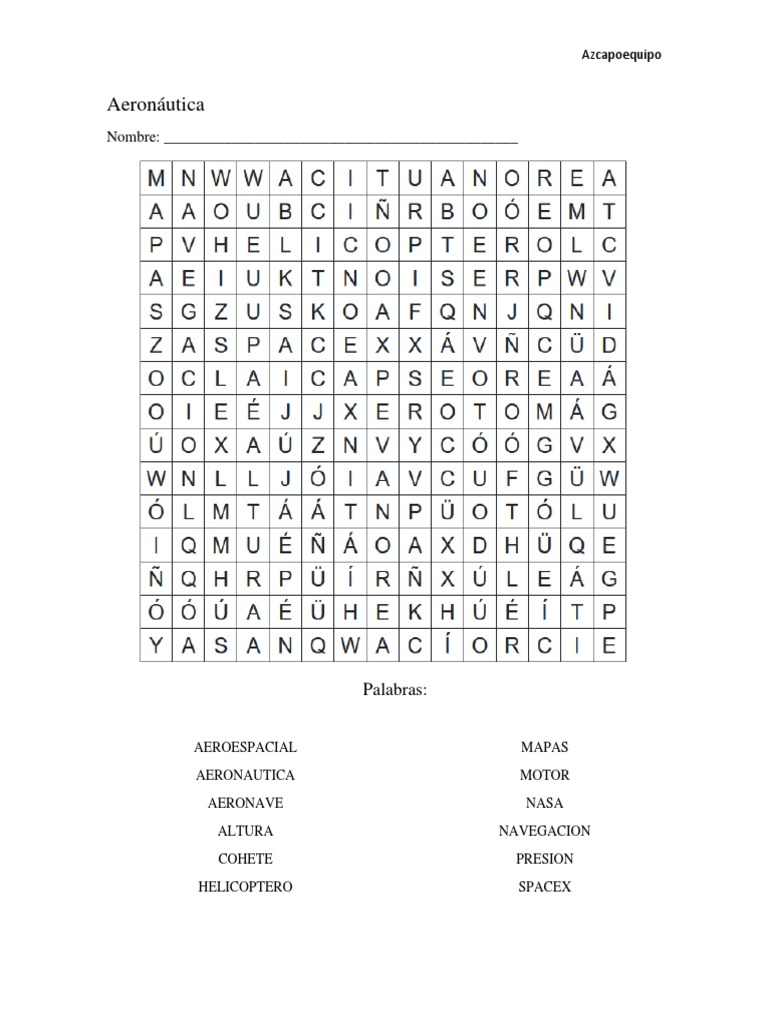 Sopa de Letras Industria Aeroespacial | PDF