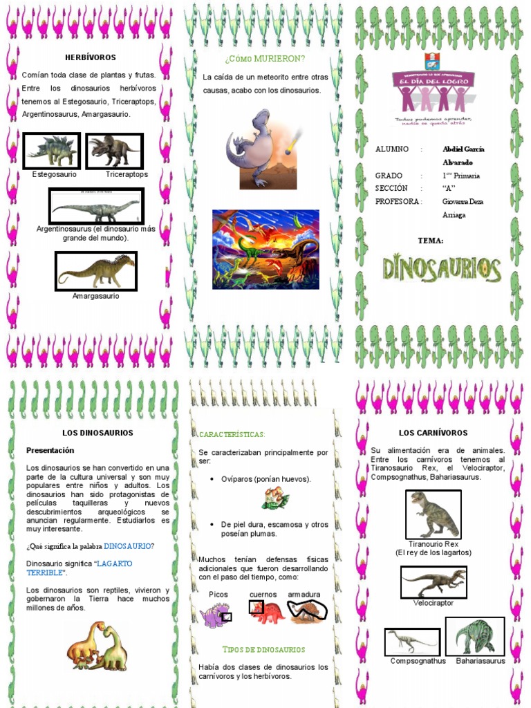 Dinosaurios Triptico | PDF | Dinosaurios | Organismos