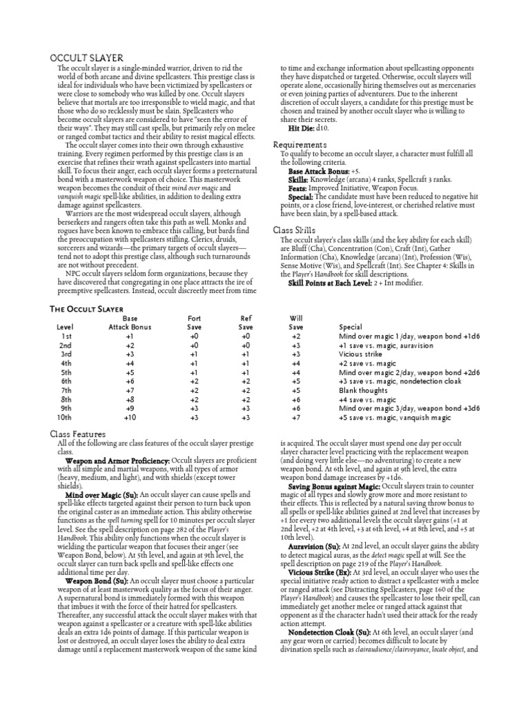 Occult Slayer | Download Free PDF | Dungeons & Dragons | Gary Gygax Games