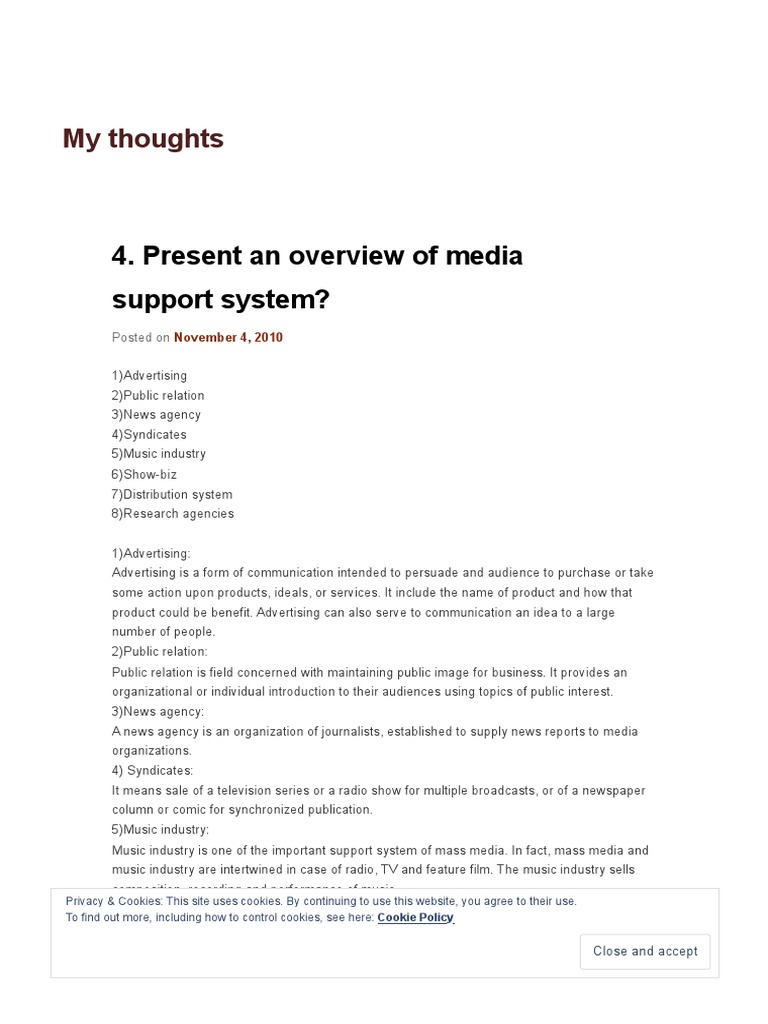 My Thoughts: 4. Present An Overview of Media Support System? | PDF ...