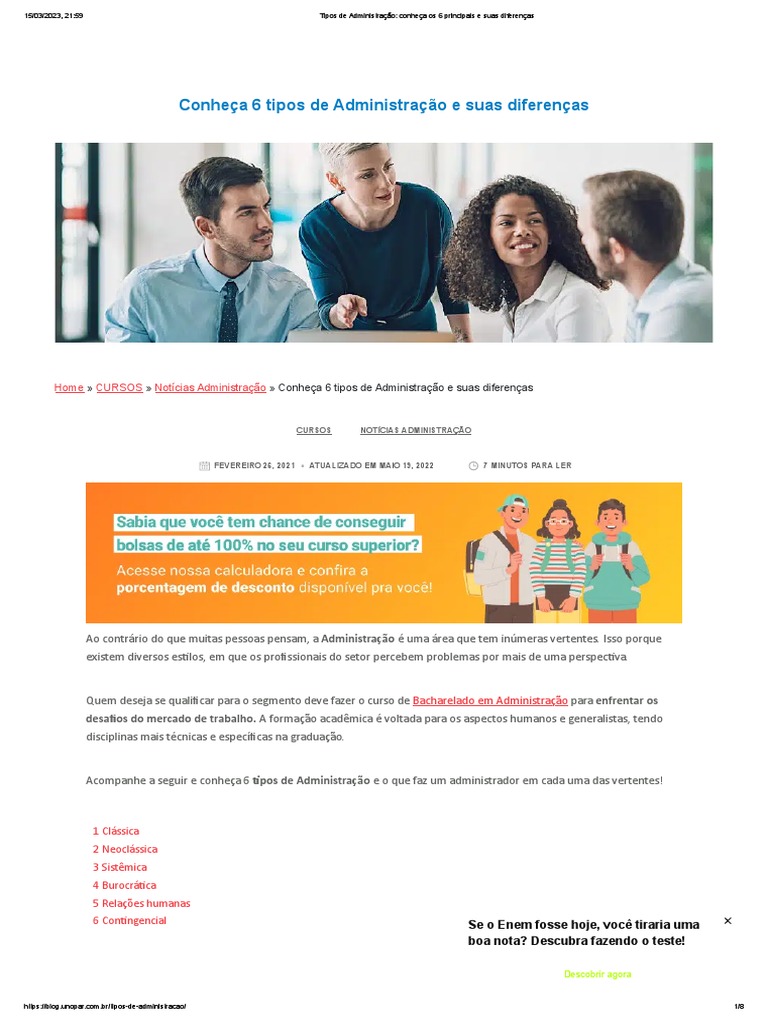 6 Tipos de Administração Explicados | PDF | Burocracia | Planejamento