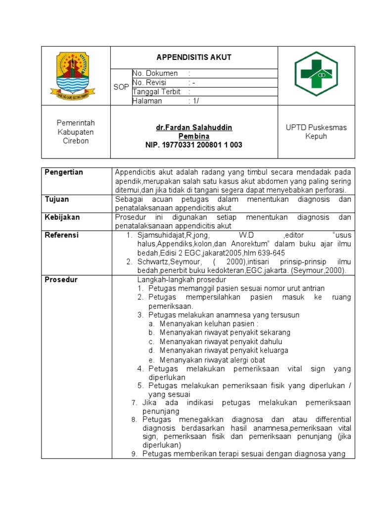 8 Sop Appendisitis Akut | PDF