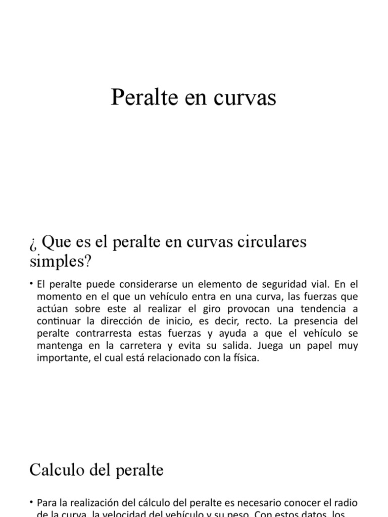 Peralte en Curvas: Cálculo y Normativa | PDF | Transporte de tierra ...