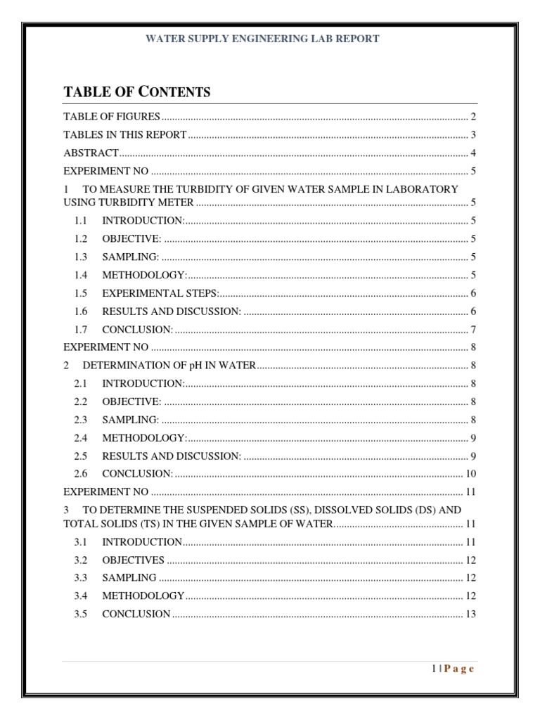 Water Supply Lab Report Final | PDF | Ph | Water