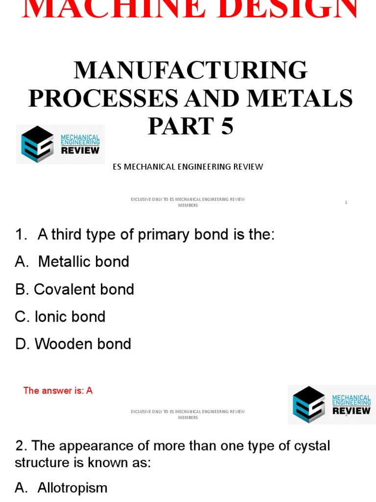 Part 5 - Materials and Manufacturing Elements | PDF