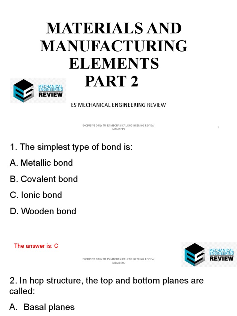 Mechanical Engineering Materials Quiz | PDF | Forging | Steel
