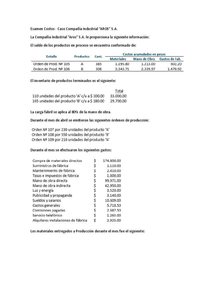 Examen Costos - 1 | PDF