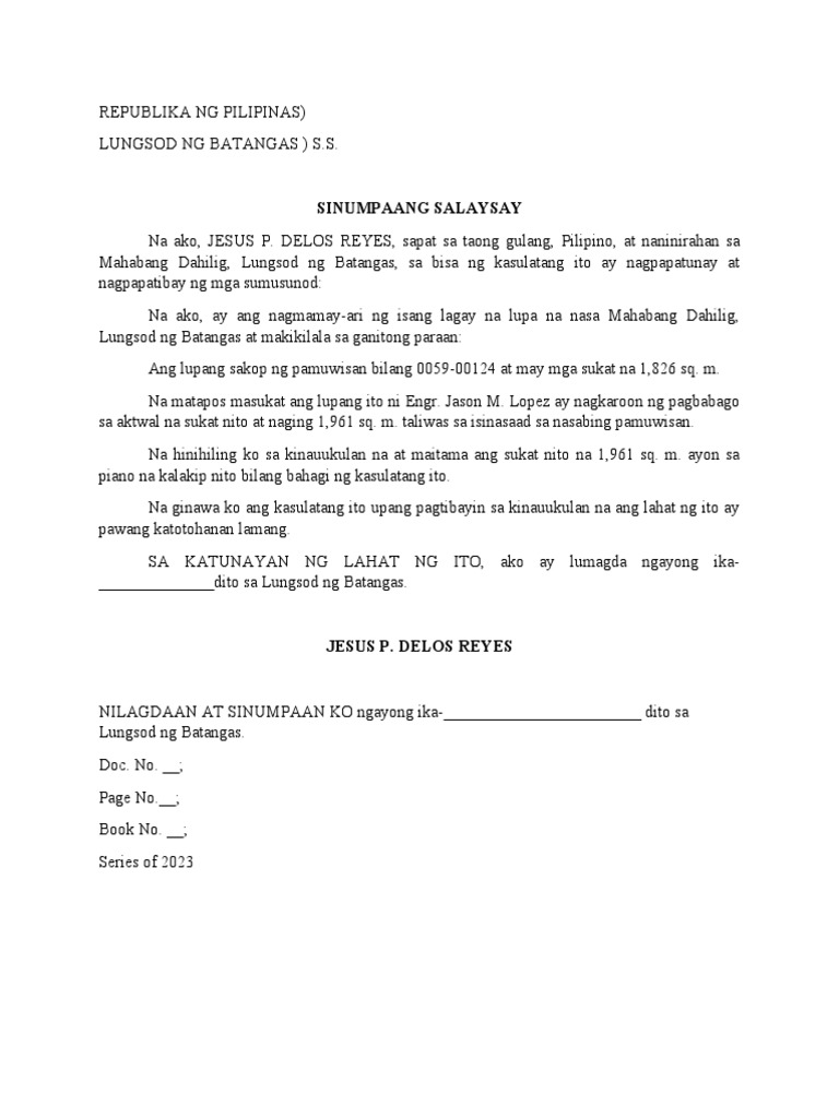 Sinumpaang Salaysay | PDF