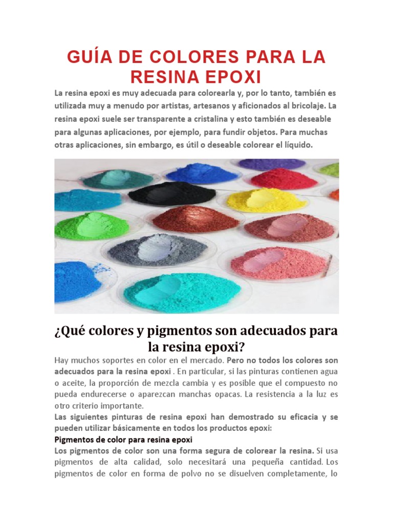 Guía de Colores para Resina Epoxi | PDF | Pinturas | Epoxy