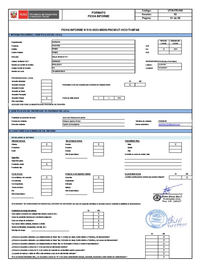 Anexo 16 - UTAI-FR-046 - FICHA INFORME N°10-2023 | PDF | Materiales de ...