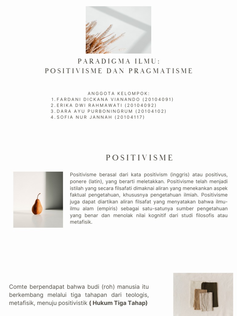 Positivisme Dan Pragmatisme | PDF | Filsafat | Pengembangan Diri