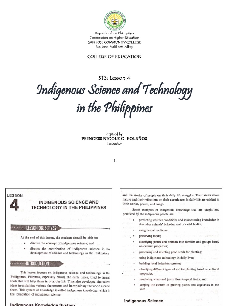 STS Lesson 4 - INDIGENOUS SCIENCE AND TECHNOLOGY IN THE PHILIPPINES | PDF | Foreign Language Studies