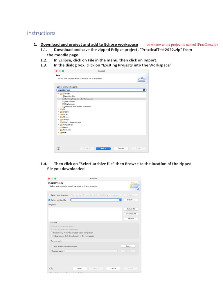 Eclipse Project Import and Export Instructions | PDF