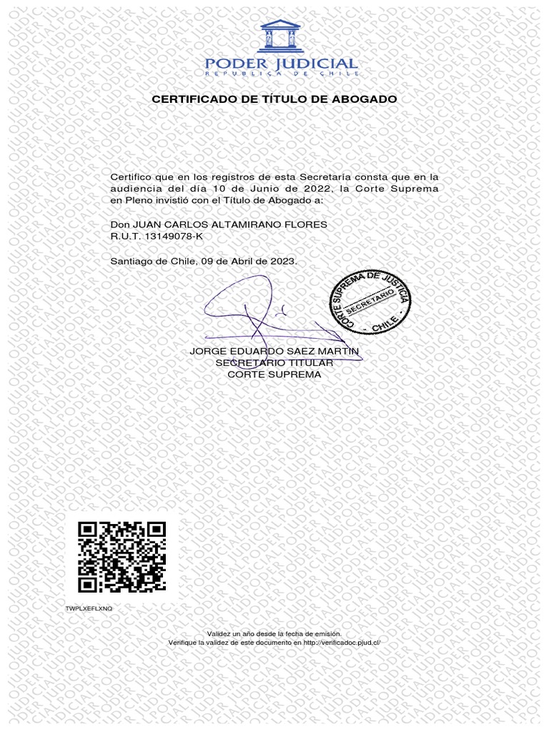 Juan Carlos Altamirano Flores obtiene su Título de Abogado de la Corte ...