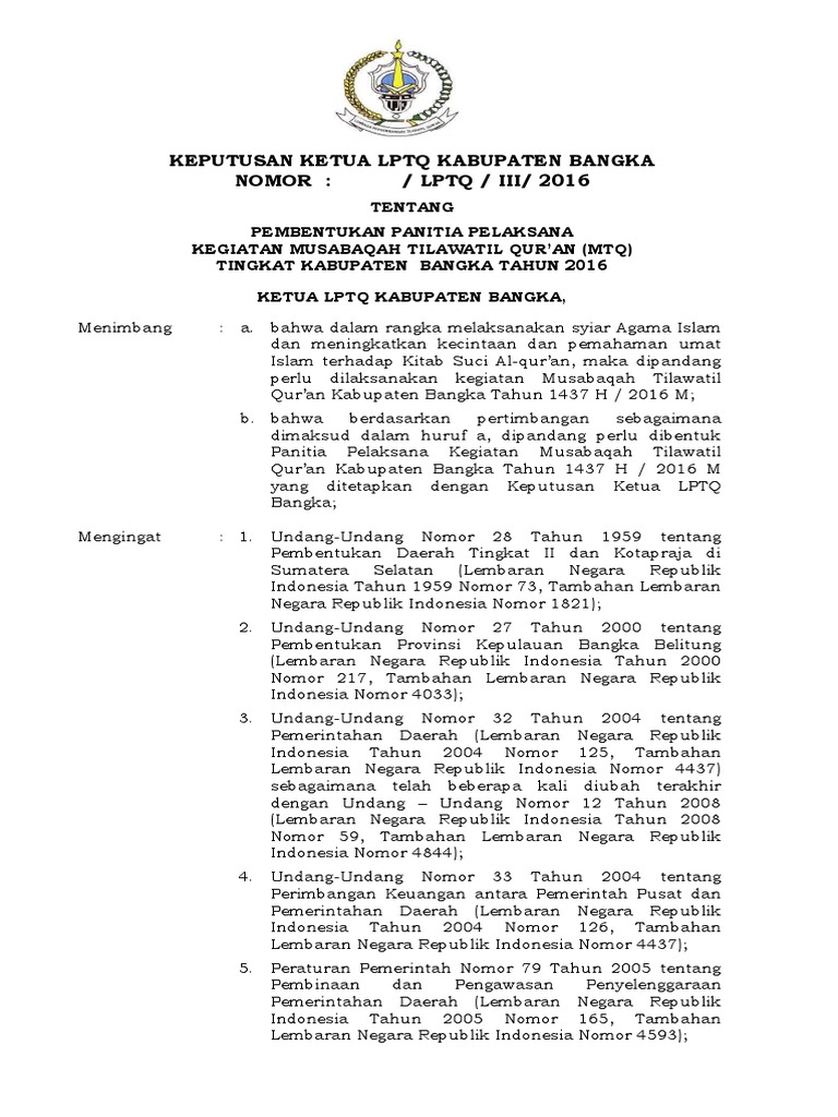 SK Panitia MTQ 2016 | PDF