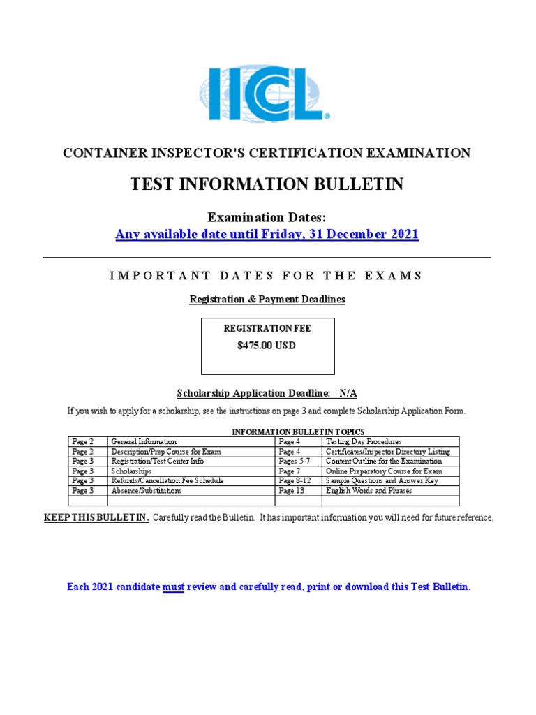 IICL Container Inspector Exam Guide | PDF