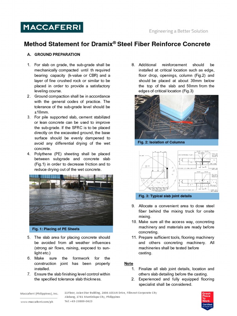 Steel Fibre Method Statement | PDF | Concrete | Deep Foundation