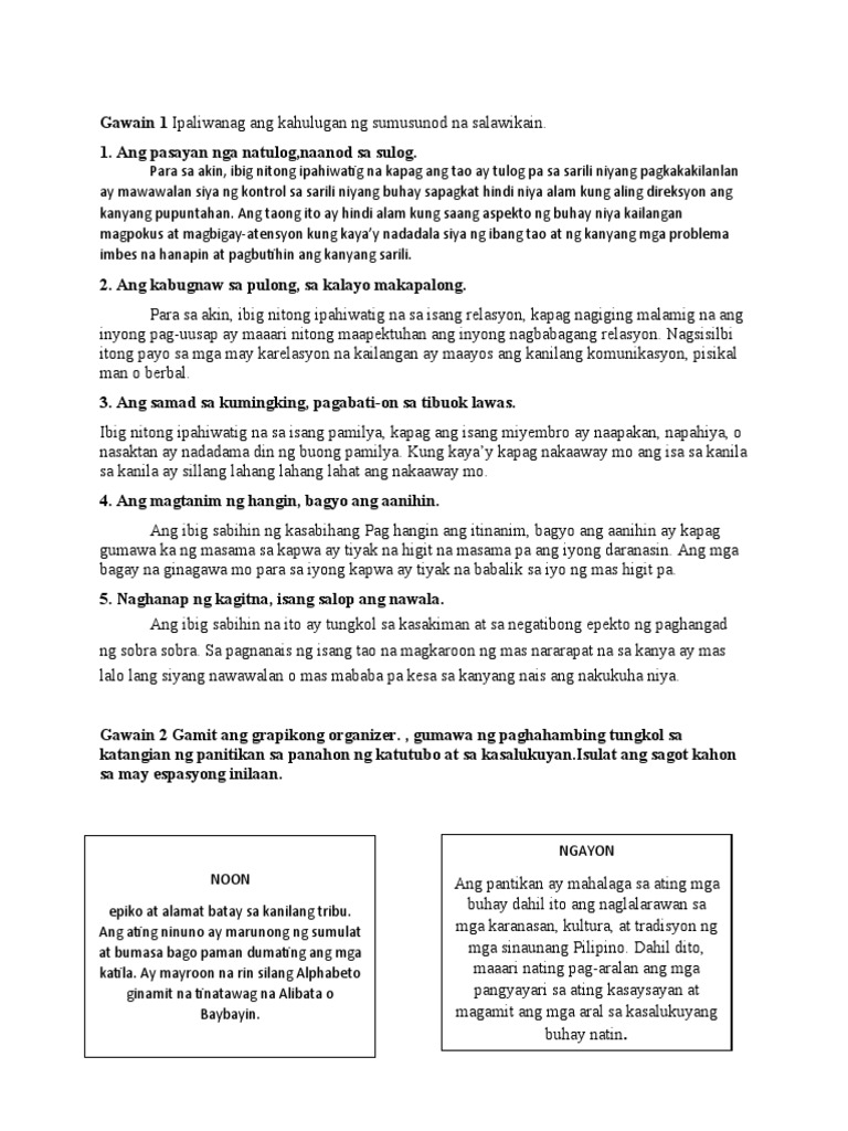 Filipino Activity Notes | PDF