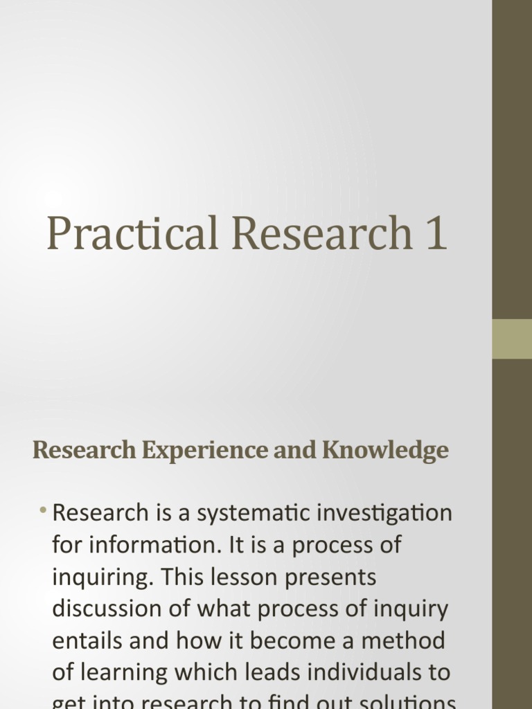 Practical Research 1 | PDF | Experience | Inquiry