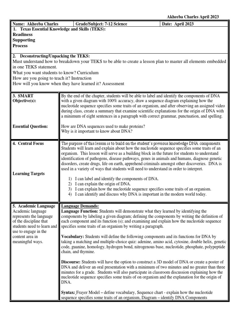 Lesson Plan Guide | PDF | Dna Sequencing | Dna