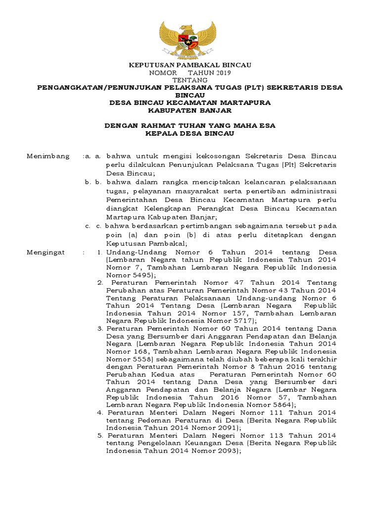 SK Pambakal PLT Sekdes | PDF