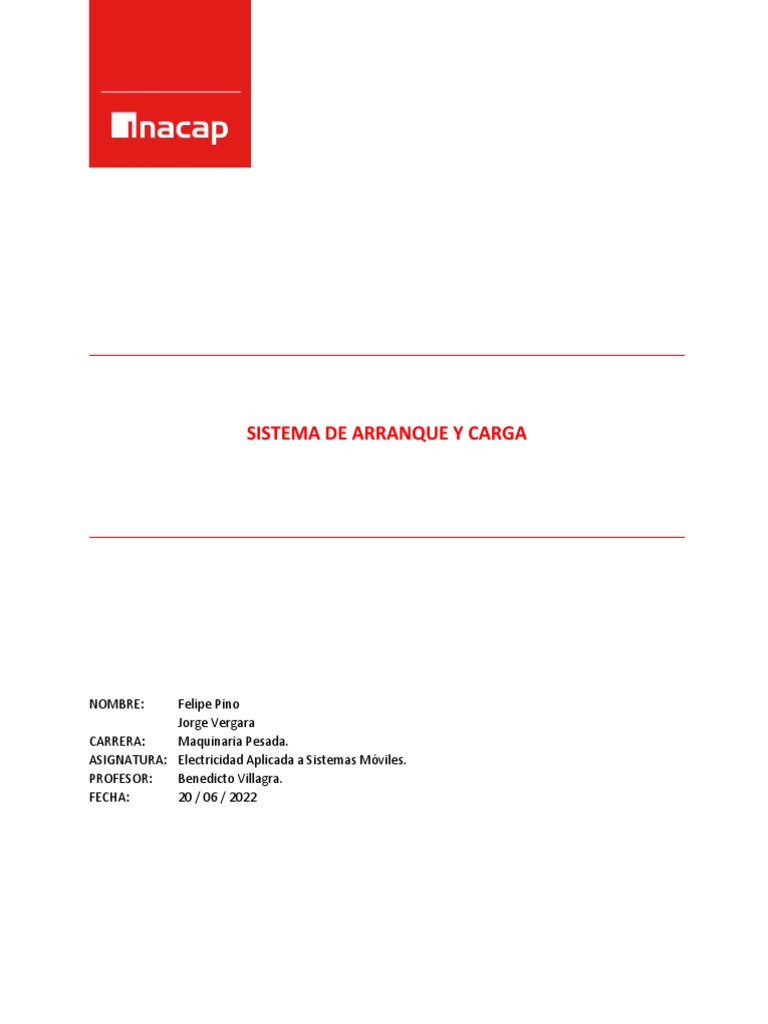 Sistemas de Arranque y Carga en Vehículos | PDF | Corriente eléctrica ...