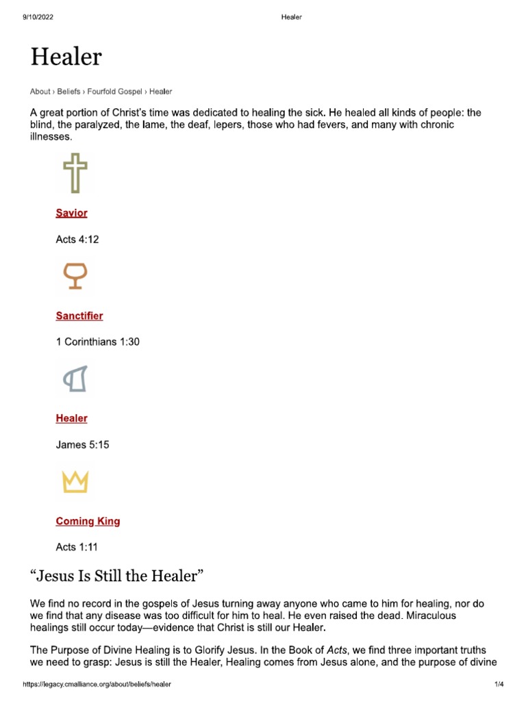 Jesus Our Healer | PDF