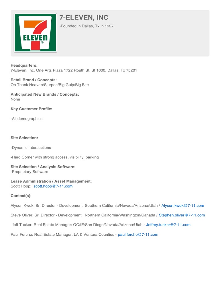 7-Eleven, Inc: Headquarters | PDF | Retail | Movie Theater