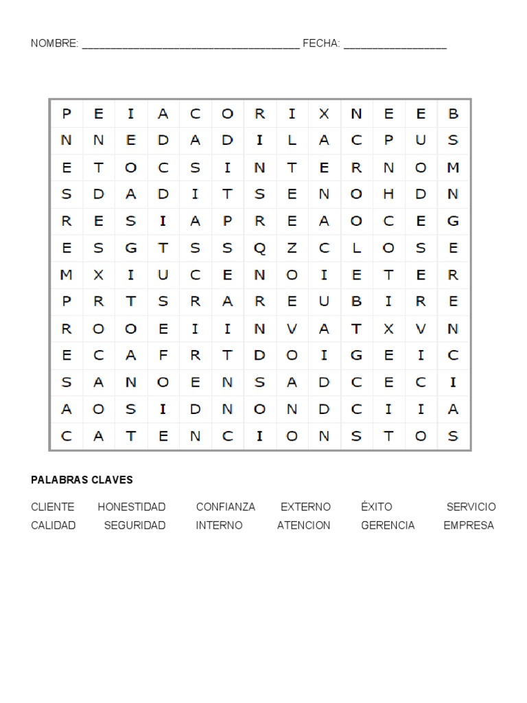 Sopa de Letras Servicio Al Cliente | PDF